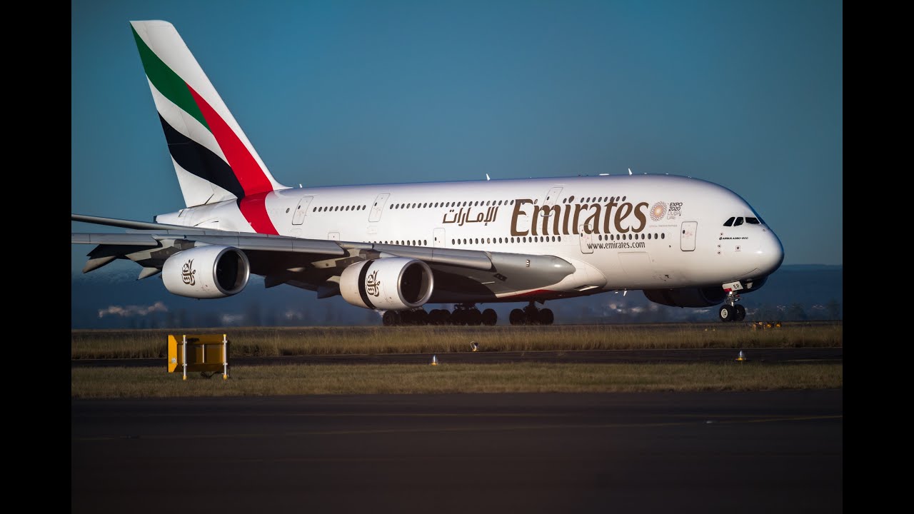 Emirates Airbus A380 Flight EK19 Departing Manchester Airport - YouTube