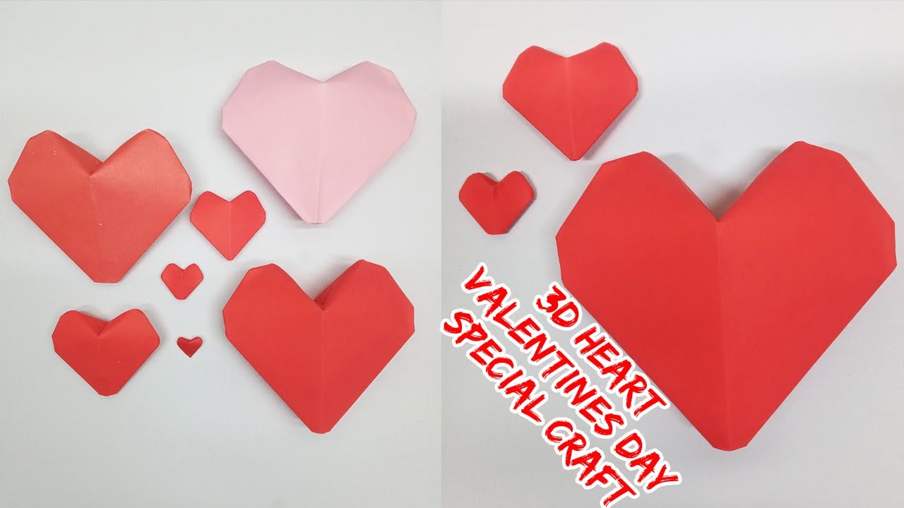 Valentines Day Special Craft | Origami 3D Heart | Inflatable Heart | 3d ...