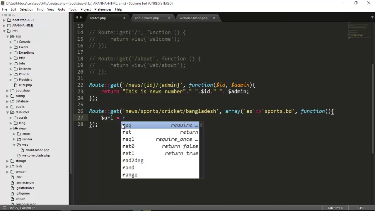 Laravel Bangla Part 5 Name Routing Youtube