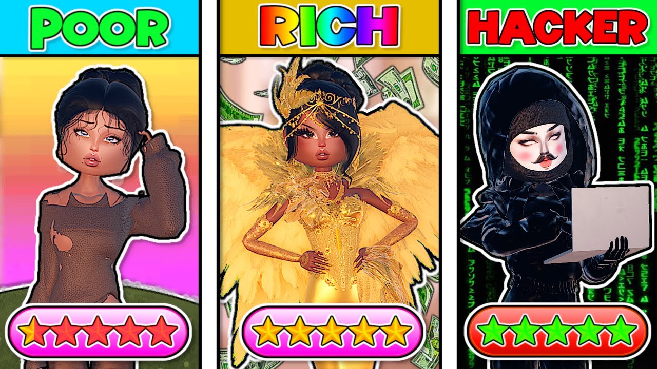 RICH vs POOR vs HACKER In Dress To Impress - YouTube