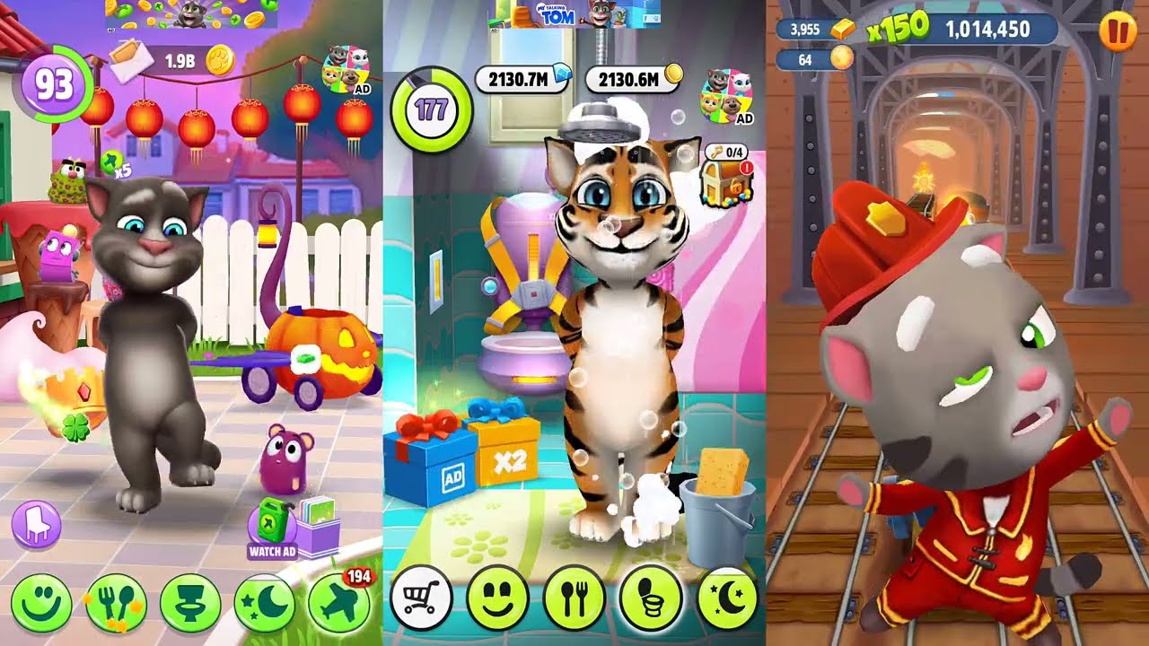My Talking Tom2 vs My Talking Tom vs Talking Tom Gold Run |Tom Tigar ...