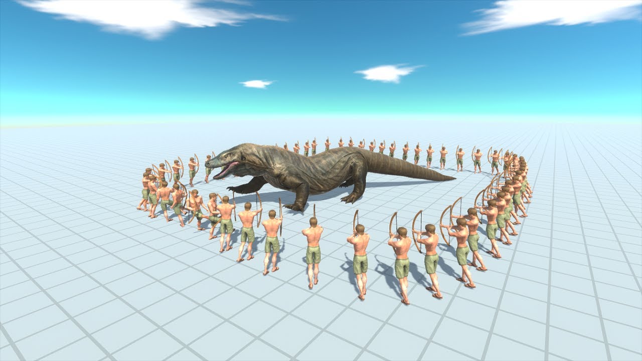 50 Archers VS Giant Reptiles - Animal Revolt Battle Simmulator - YouTube