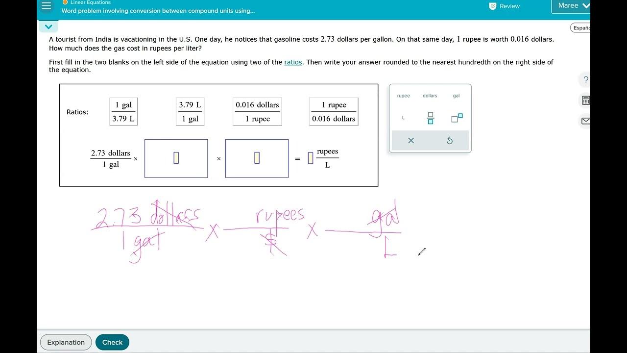 Word problem involving conversion between compound units using dimensional analysis - YouTube