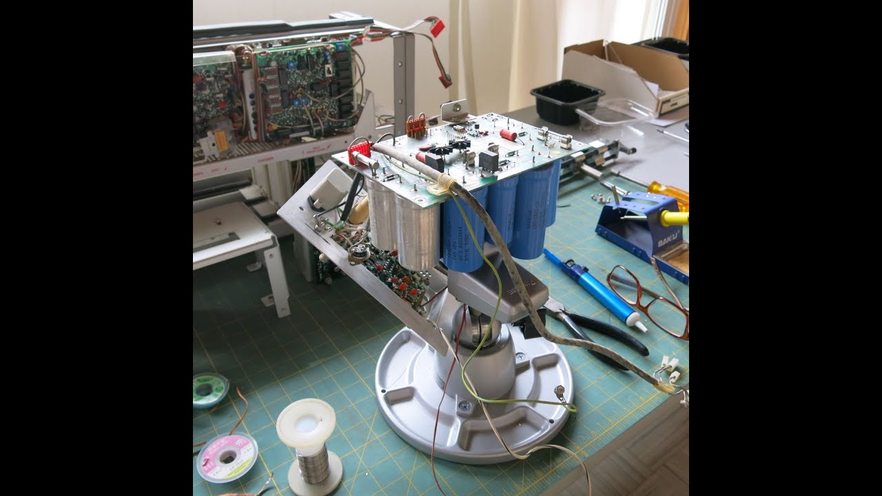 Removing electrolytic caps from a Tek 7633 LVPS. - YouTube