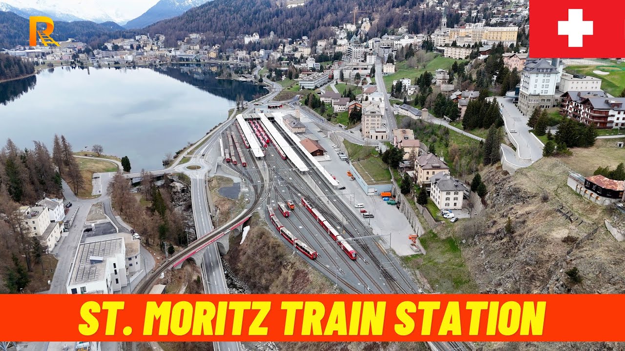 St. Moritz Train Station - Stunning Aerial Views of Swiss Alps | Drone ...