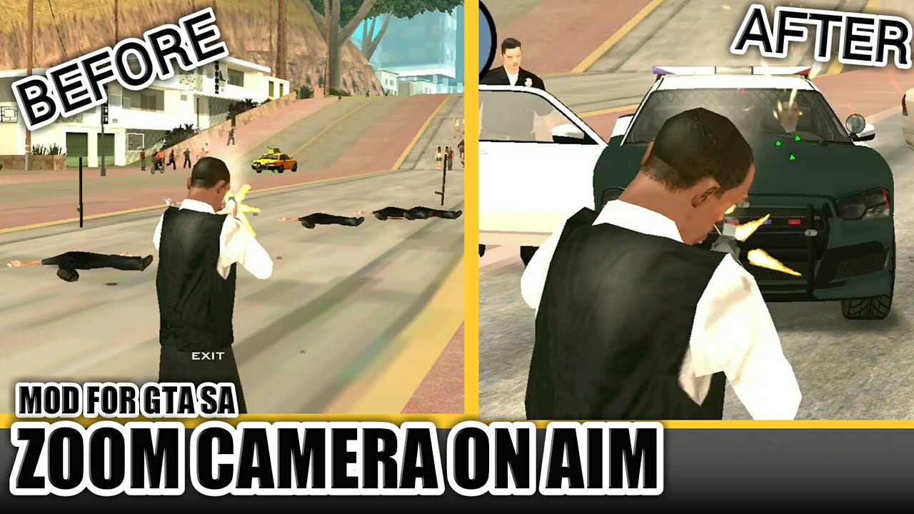 ZOOM CAMERA ON AIM | M0D FOR GTA SA ANDROID - YouTube