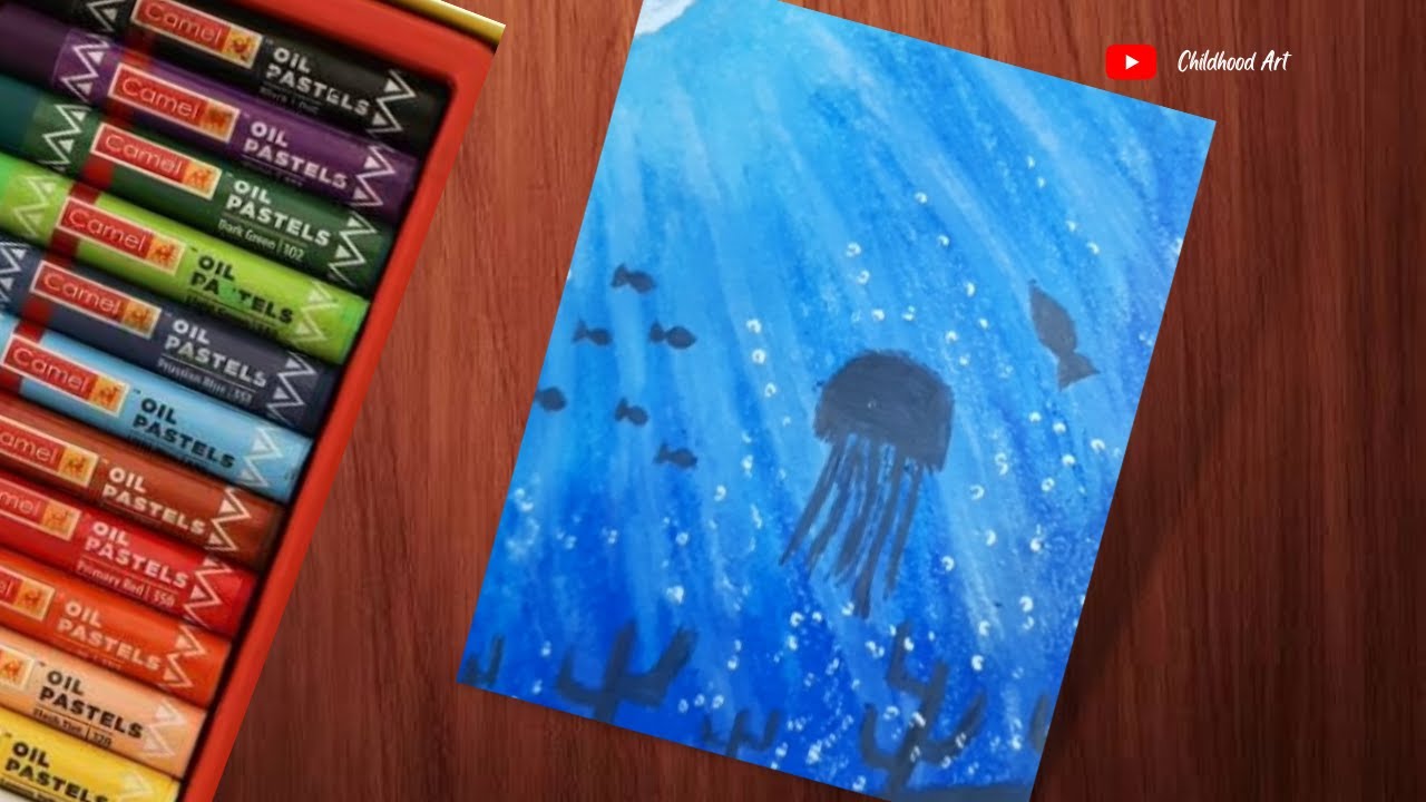 Underwater drawing scenery by oil pastel | Oil pastel.... - YouTube