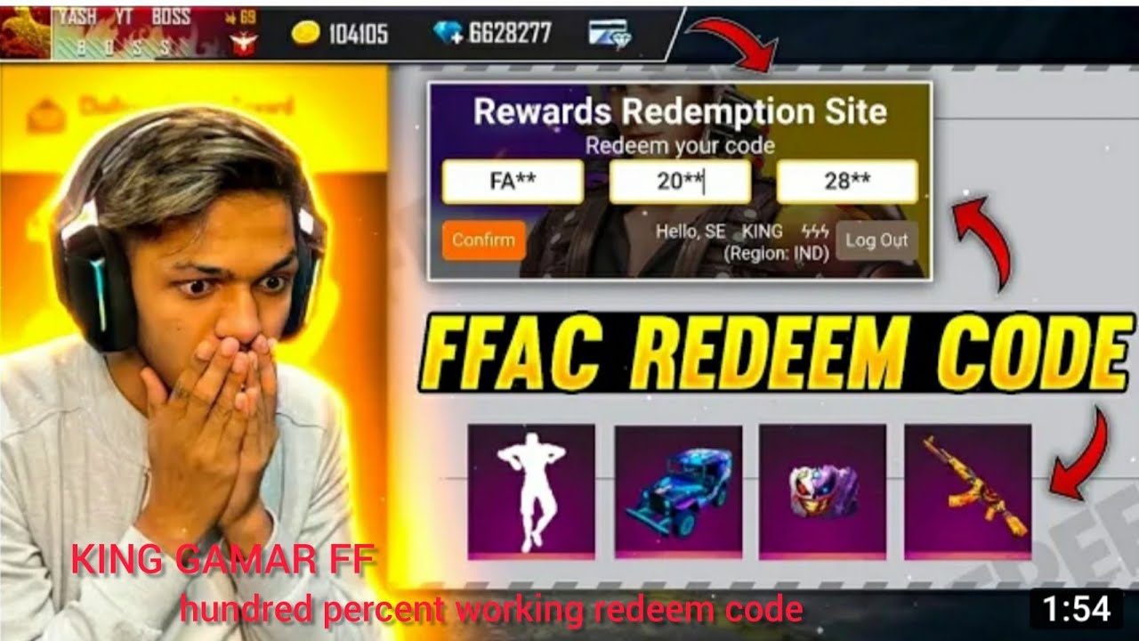 hundred percent working redeem code Garena official - YouTube