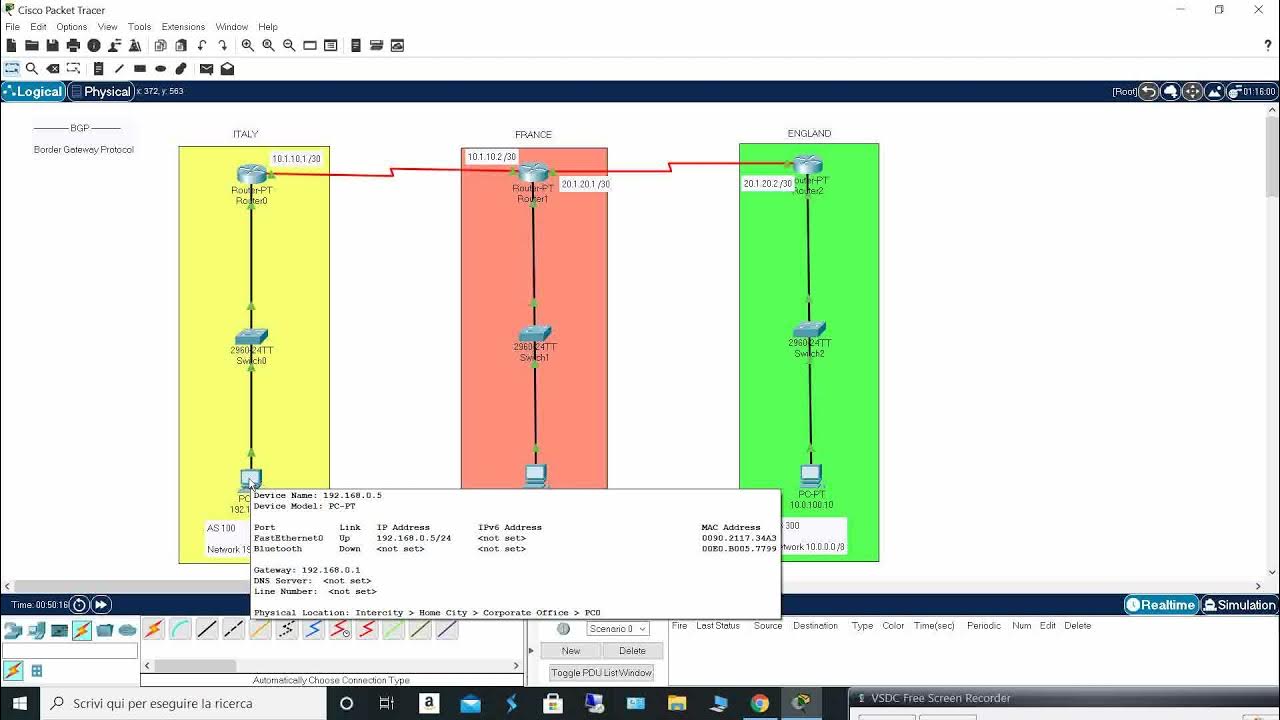 Cisco Packet Tracer - BGP (Border Gateway Protocol) - YouTube
