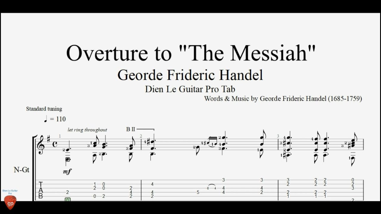 Overture to The Messiah (Georde Frideric Handel) - Guitar TAB - YouTube