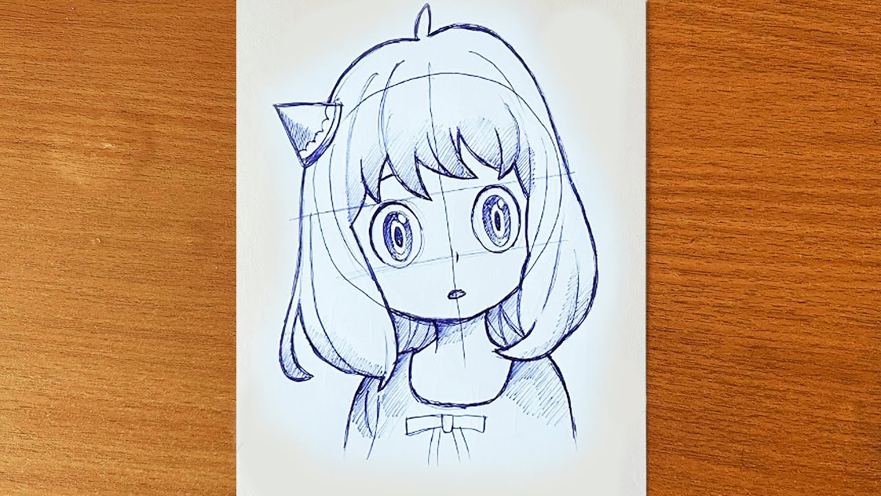 How to draw Anya Forger with pen - YouTube