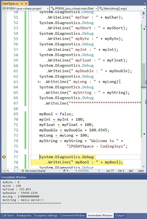 @ipgrayspace : CodingJoys - C sharp - basics - Data Type - Debug Mode - YouTube