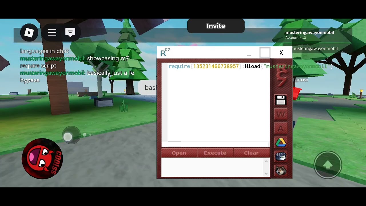 Showcasing rc7 require script(fe bypass) - YouTube