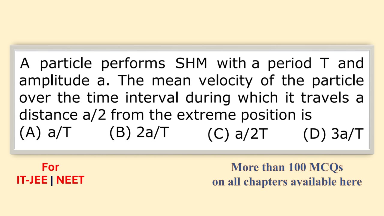 A particle performs SHM with a period T and amplitude a. The mean ...