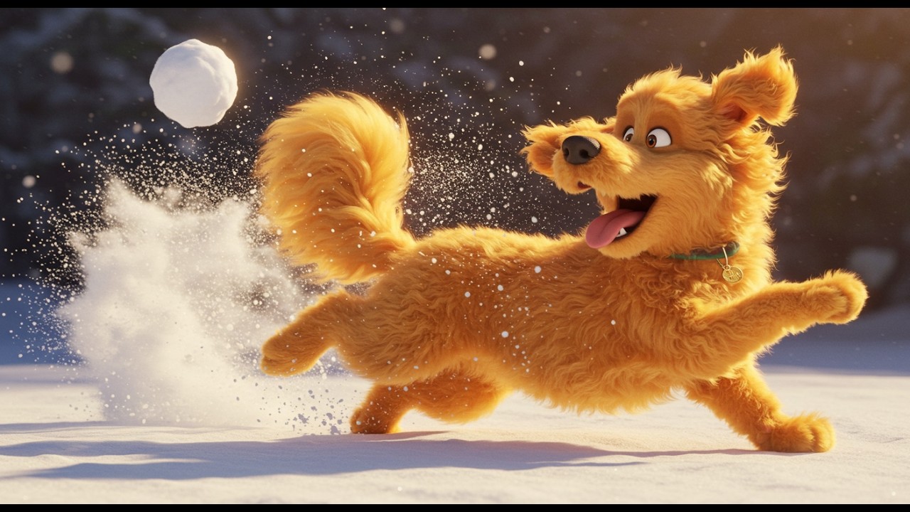 Woofy's First time, Playing with snow - YouTube
