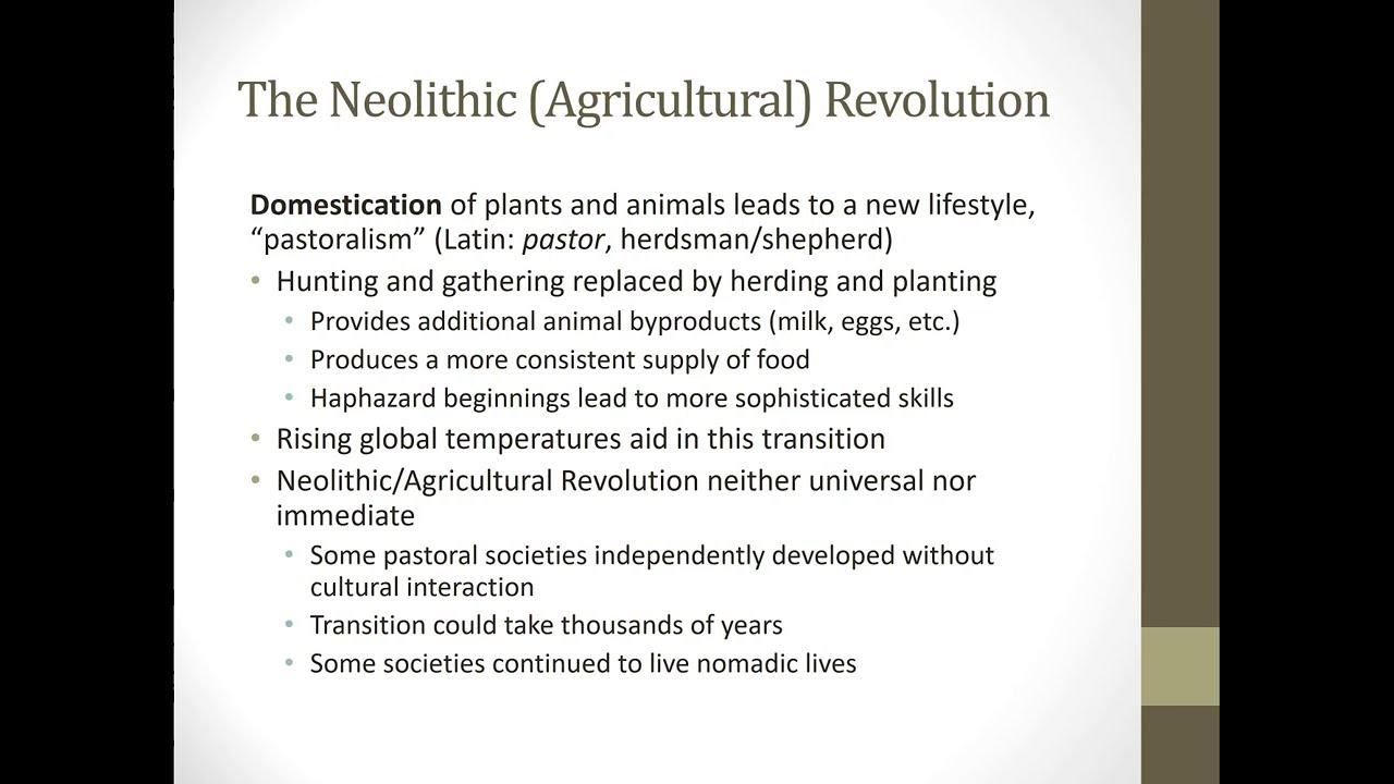 Lecture 1.2.2 - The Neolithic/Agricultural Revolution - YouTube