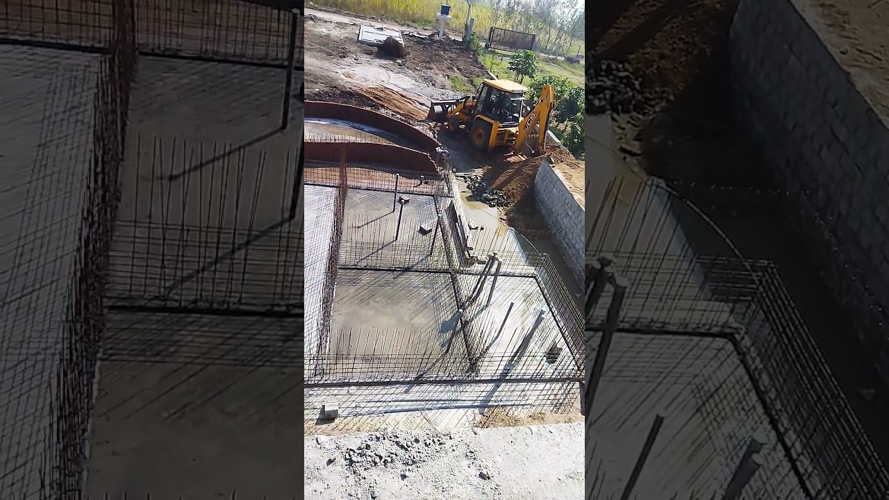 swimming pool brick shuttering and Barbending work - YouTube