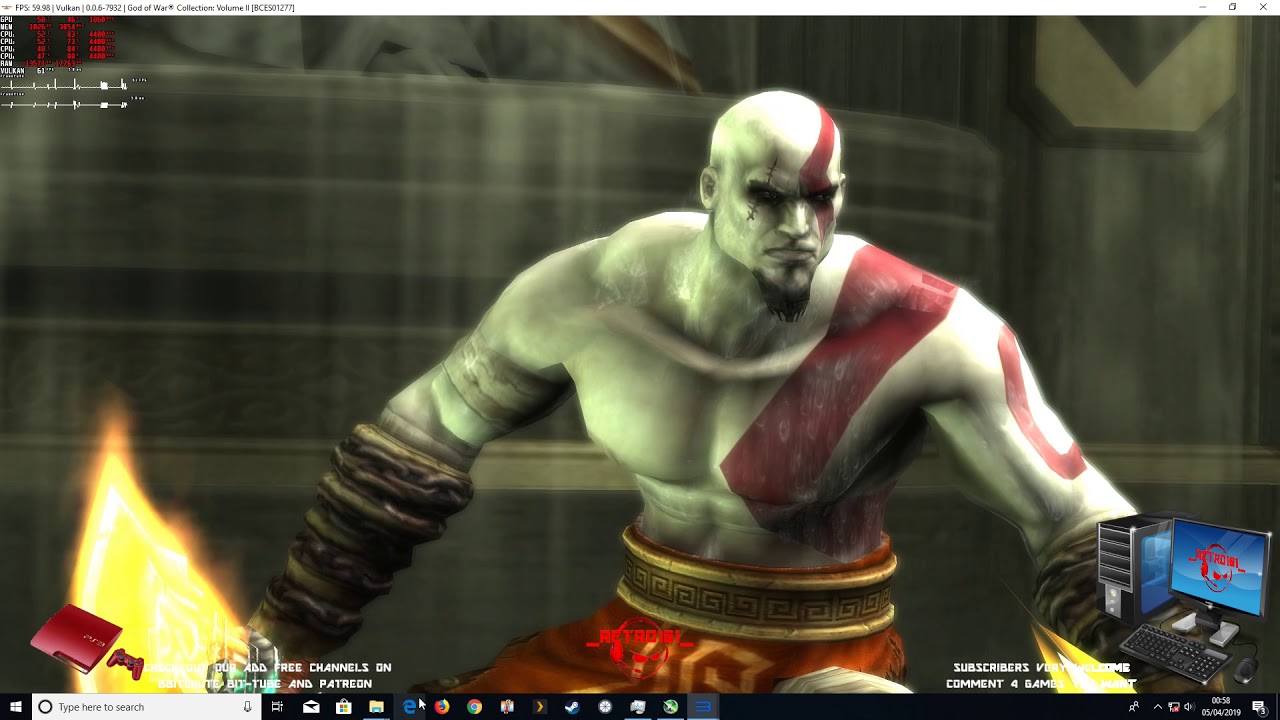 GOW Ghosts of Sparta 4K RPCS3 PS3 Vulkan test i5 3570k gtx 1050 ti ...