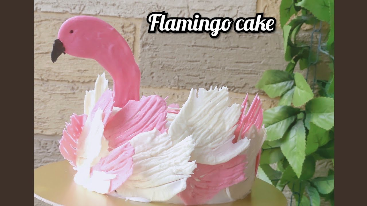Flamingo Cake Tutorial/ how to make feathers and neck/ No fondant ...