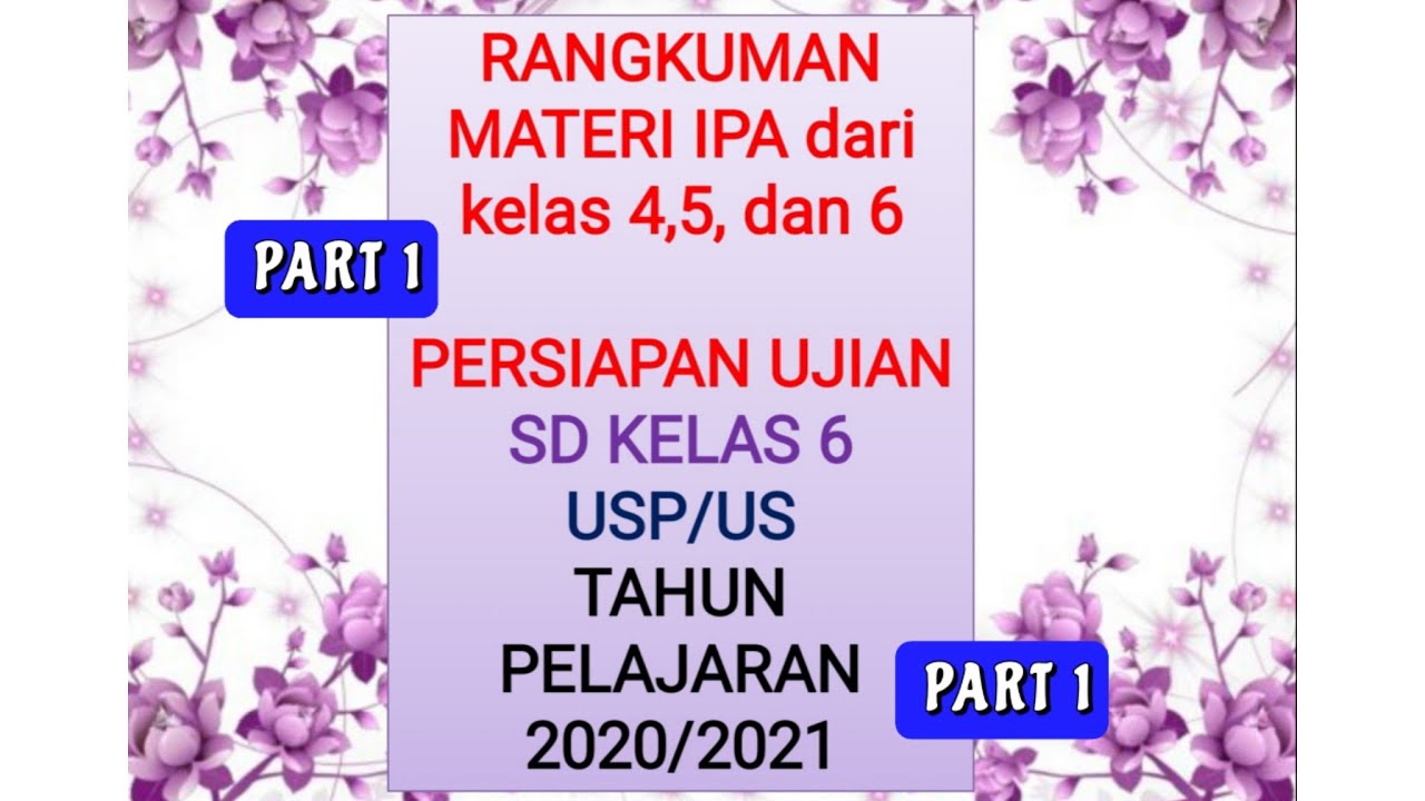 Rangkuman Materi IPA kelas 4, 5, dan 6 Persiapan USP/US SD Kelas 6 Part ...
