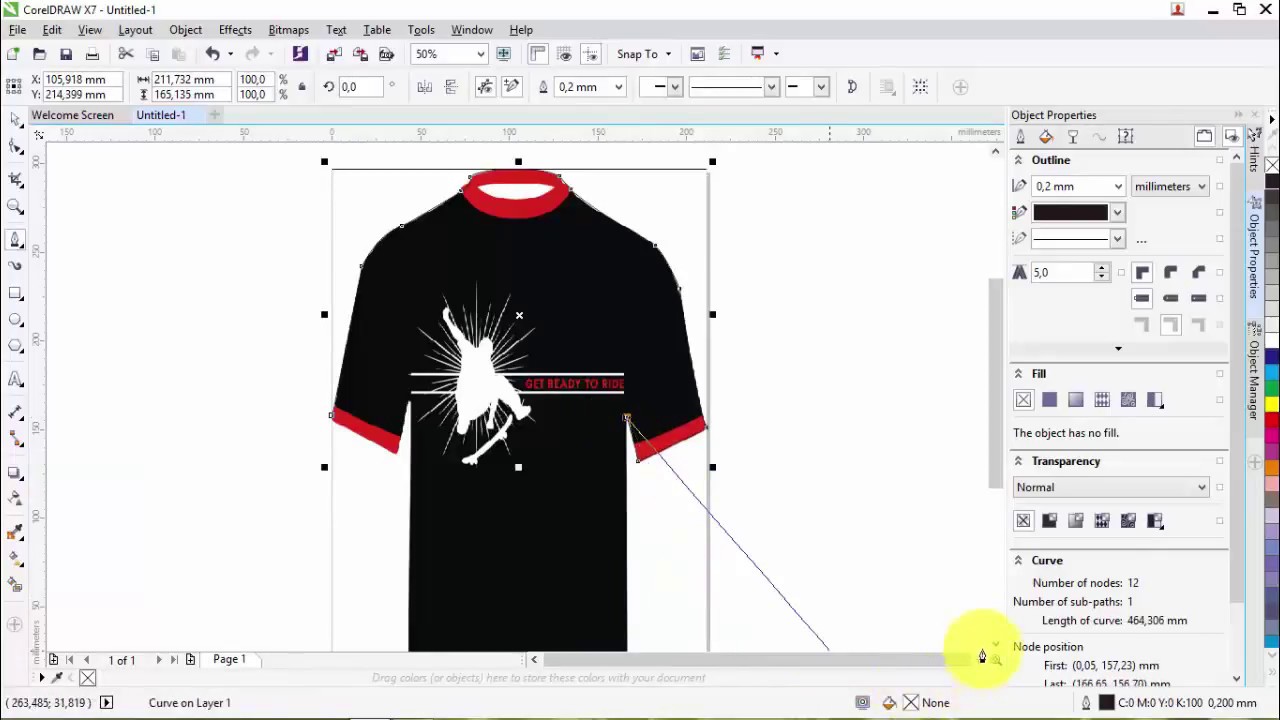 DRAWING SIMPLE TSHIRT DESIGN IDEA IN CORELDRAW X7 - YouTube