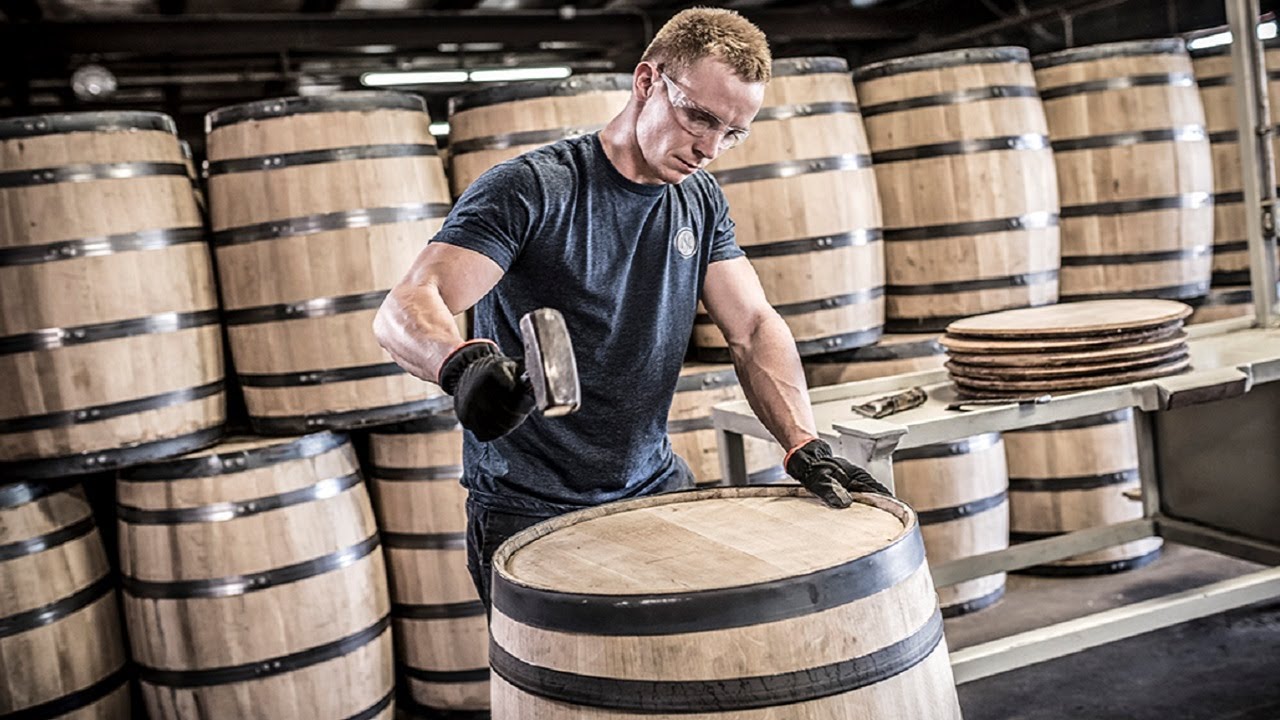 Modern Wooden Wine Barrel Making Process Inside Factory, Manufacturing ...