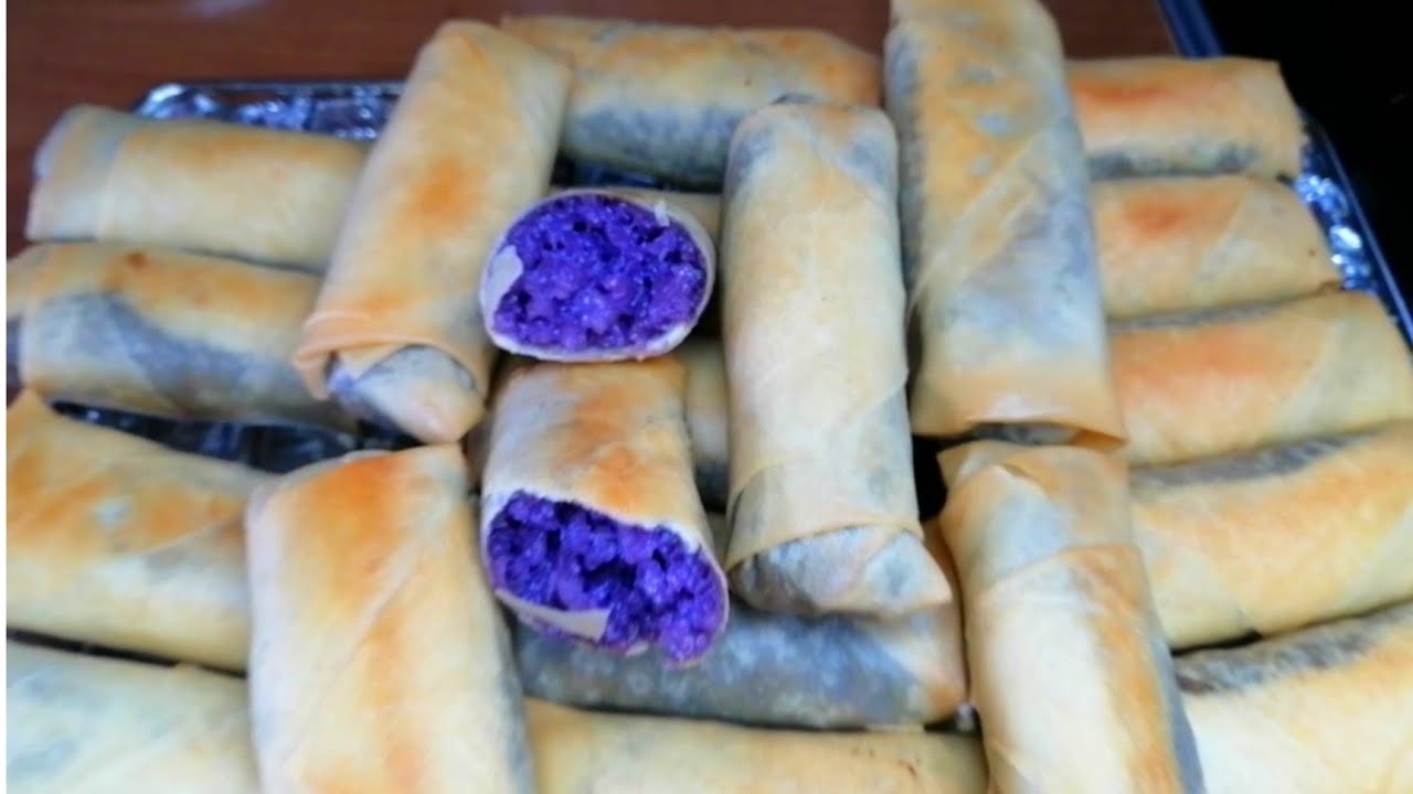 GLUTINOUS RICE SPRING ROLLS UBE FLAVOR QUICK AND DELICIOUS - YouTube