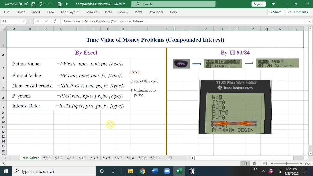 Compounded Interest By TI 84 And Excel Time Value Of Money Problem Compounded Interest By TI 84 And Excel Time Value Of Money Problem