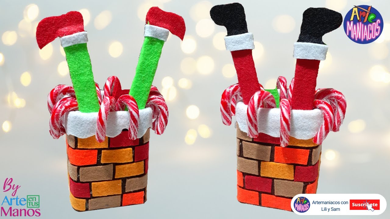 🔴Cómo Hacer CHIMENEAS DULCEROS Con Piernas de SANTA CLAUS Y GRINCH ...