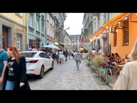 Lviv, Ukraine streets - Walking Downtown in August 2021