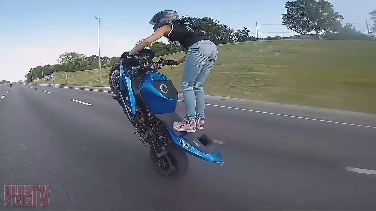 biker girls (eventually crash) - YouTube