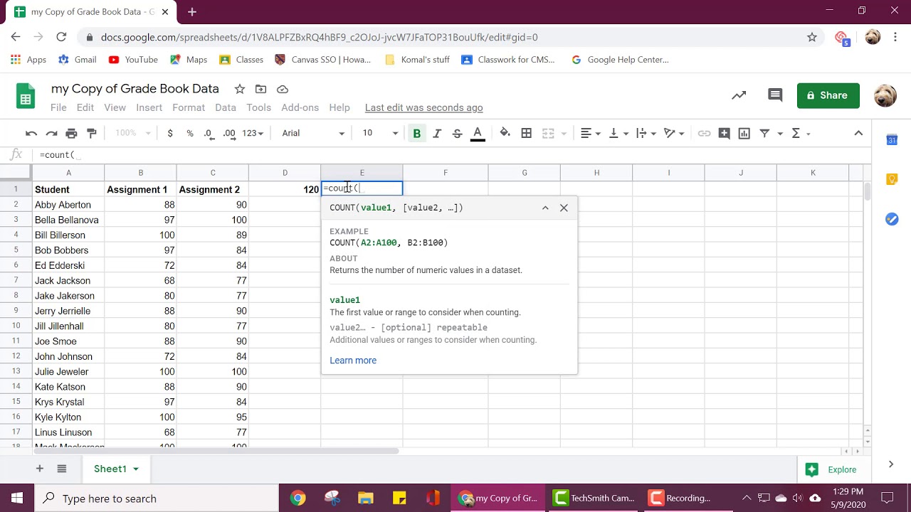 Google Sheet Function Count and Count A - YouTube
