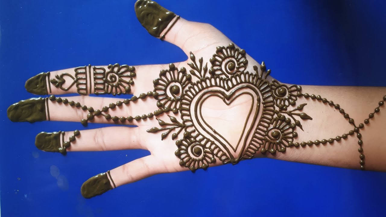 New heart shape easy mehndi design by dimple mehndi design.Simple ...