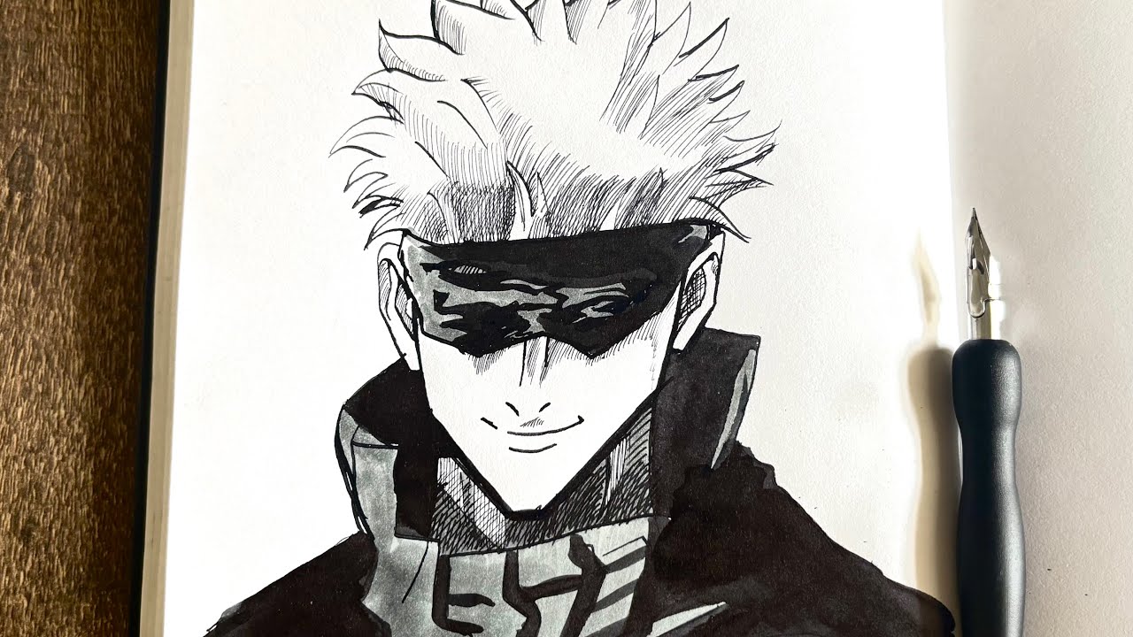 How To Draw Gojo Satoru With Dip Pens - YouTube