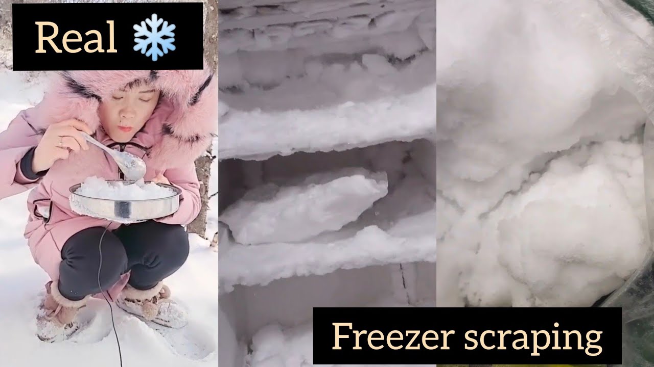 Frozen Freezer 😋 scraping frost from freezer 🤤 and eating real ️ ASMR ️ ...