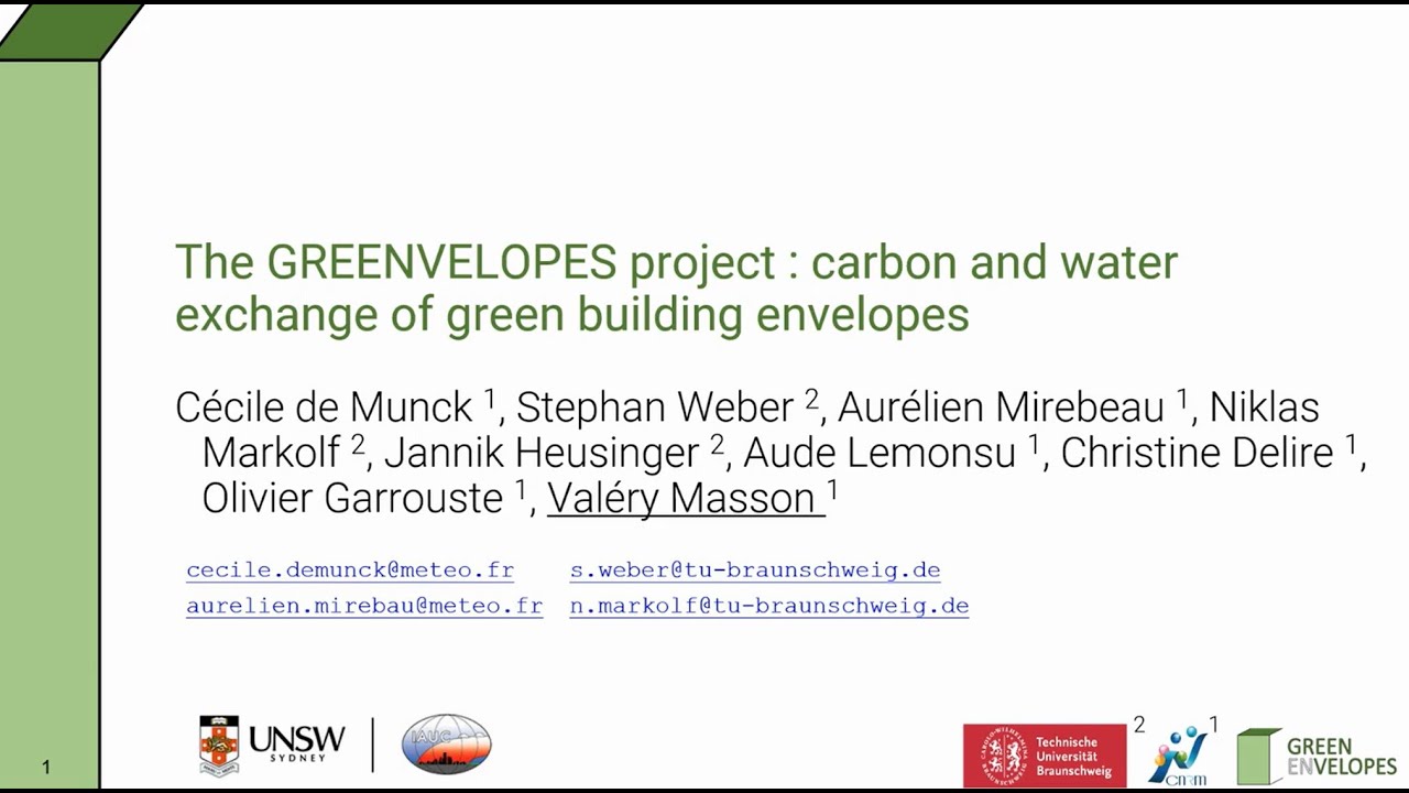 The GREENVELOPES project: carbon and water exchange of green building ...
