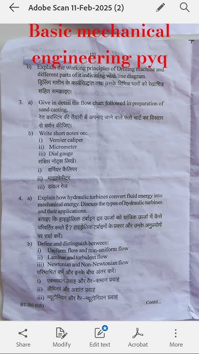 basic mechanical engineering paper 2025 for 1st & 2nd sem ll RGPV Bhopal mechanical engineering ...