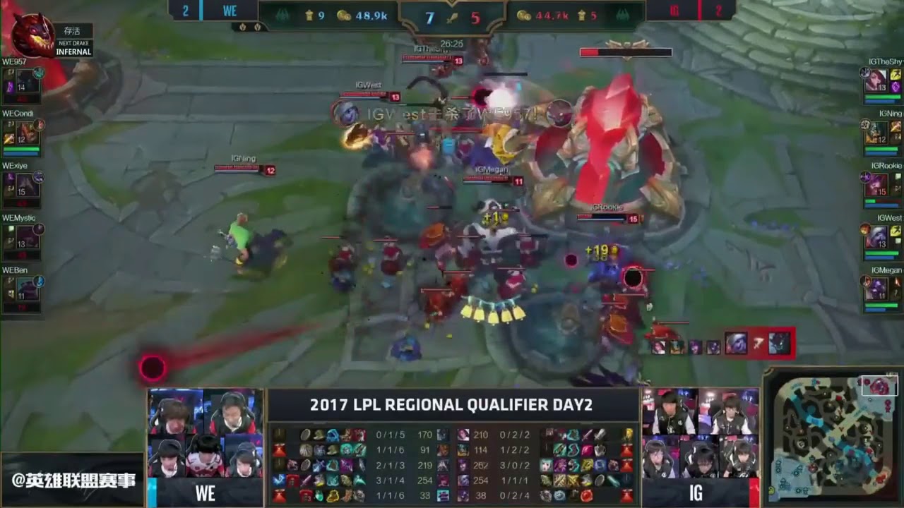 [GG] WE (Xiye Kassadin) VS IG (Rookie Syndra) Game 5 Highlights - 2017 LPL Regional Qualifier ...