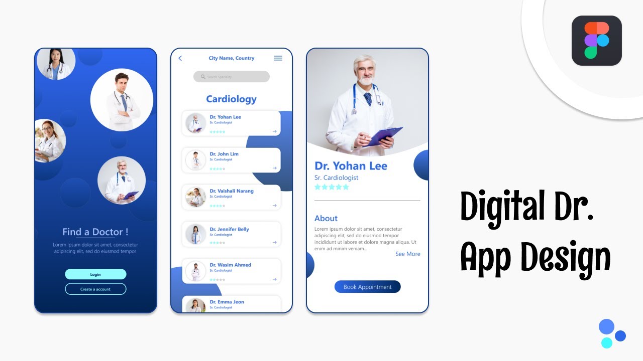 Digital Doctor App Design in Figma | Dr. App Design | Figma Tutorial ...