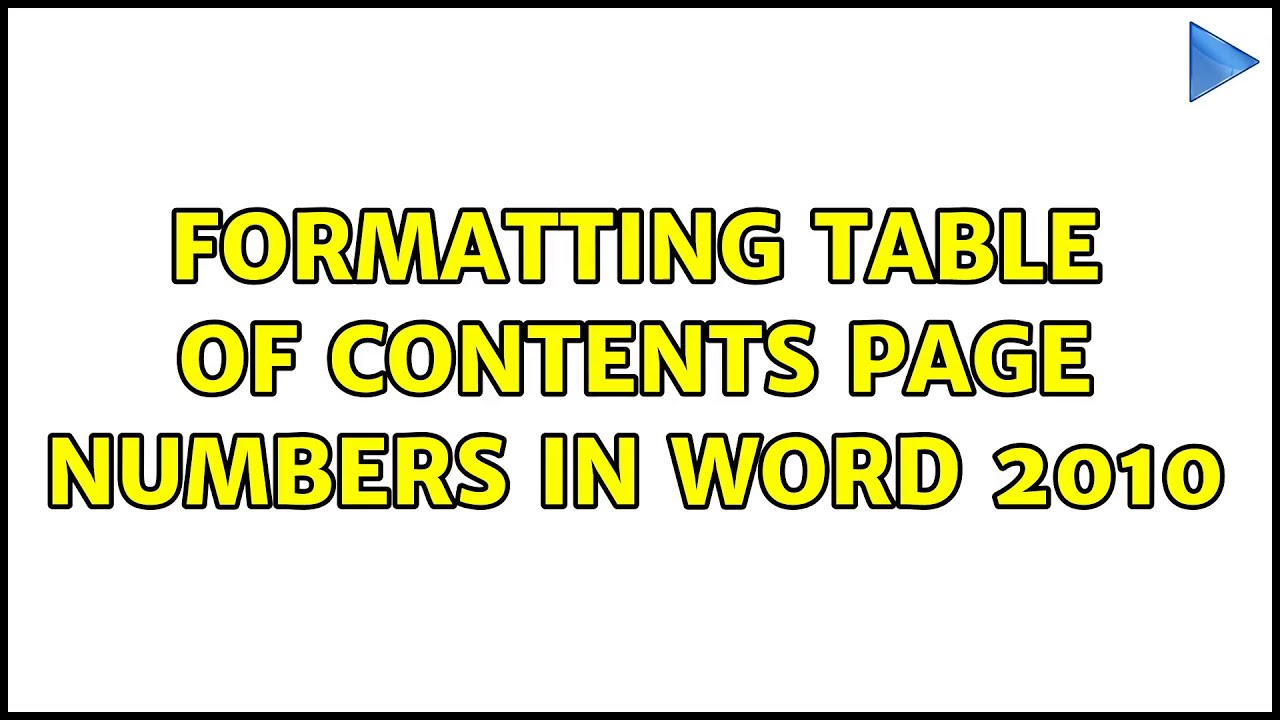 Formatting Table of Contents page numbers in Word 2010 - YouTube