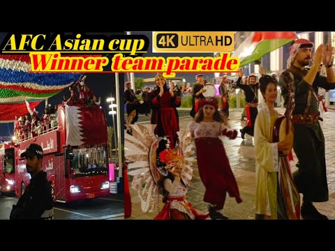 AFC Asian cup champions team parade |Lusail boulevard || 4K Ultra HD ...
