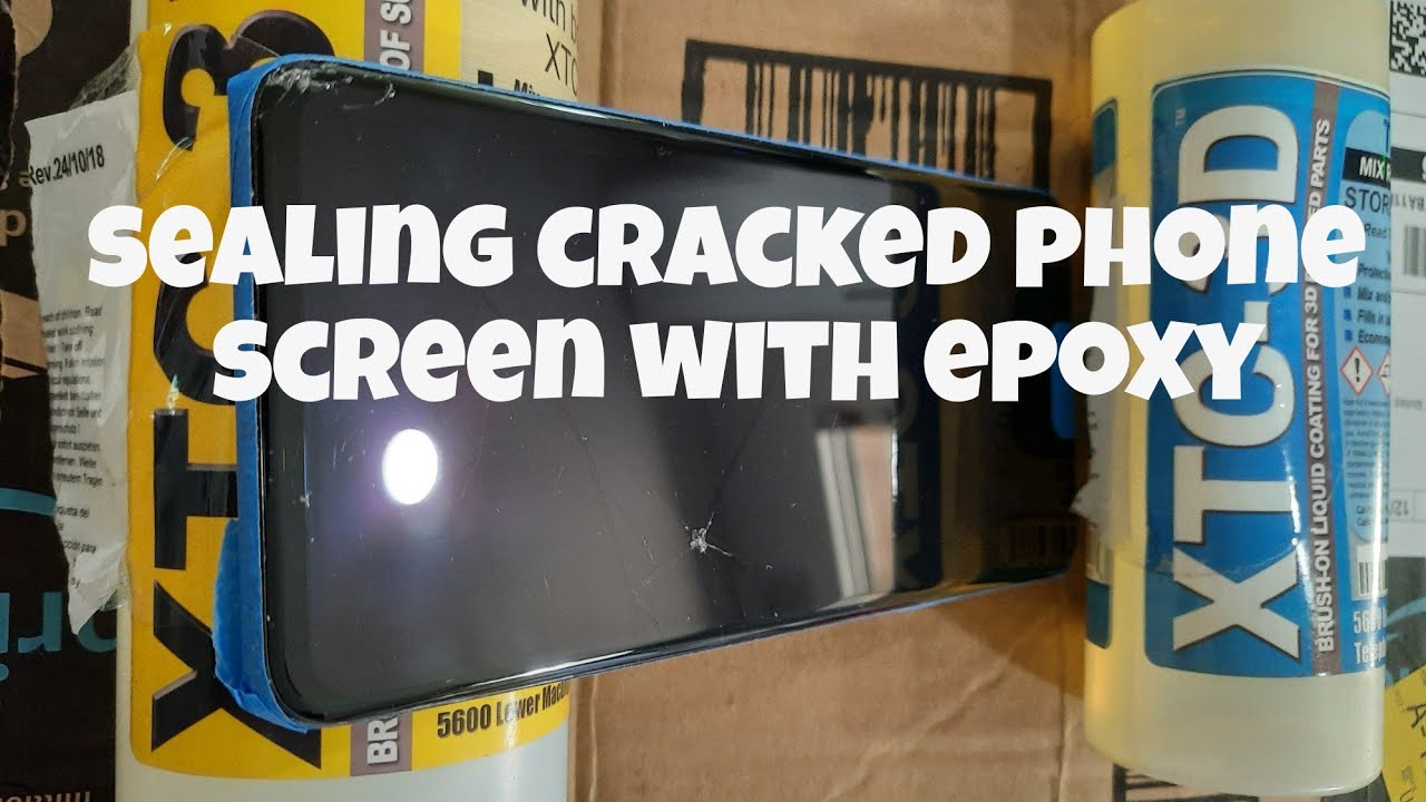 repair cracked phone screen with epoxy resin - YouTube
