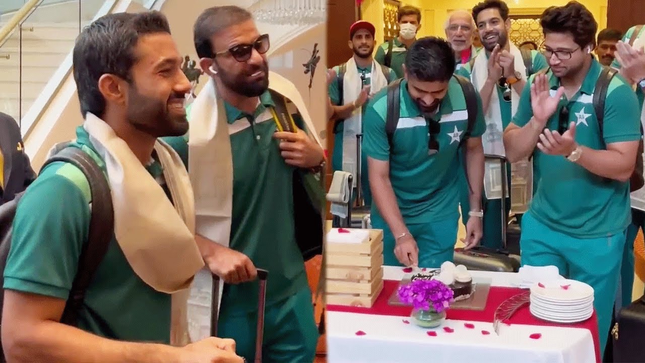 Celebrating our skipper Babar Azam's birthday at the team hotel in ...