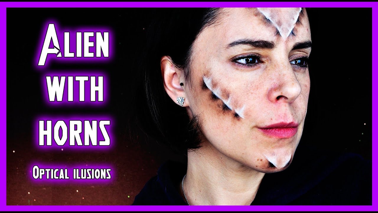 Alien with horns makeup tutorial, optical illusions 3D effect | Silvia ...