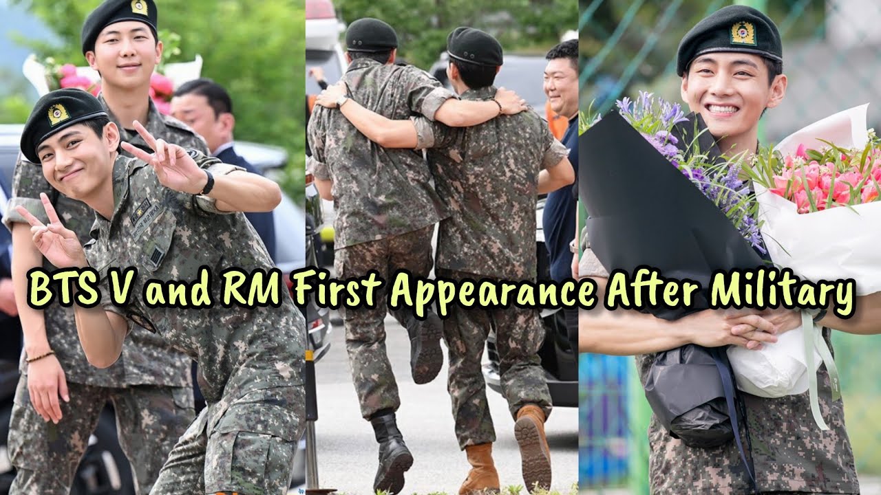 Taehyung & RM Military Discharge Full Moment, V & RM arriving together ...