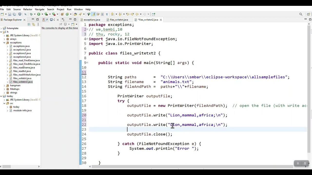 Save data by writing it to a txt or csv file on permanent storage using PrintWriter in Java ...