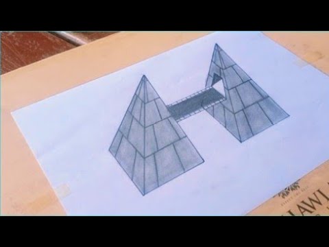 Bridge between two pyramids|| 3D drawing for beginners - YouTube