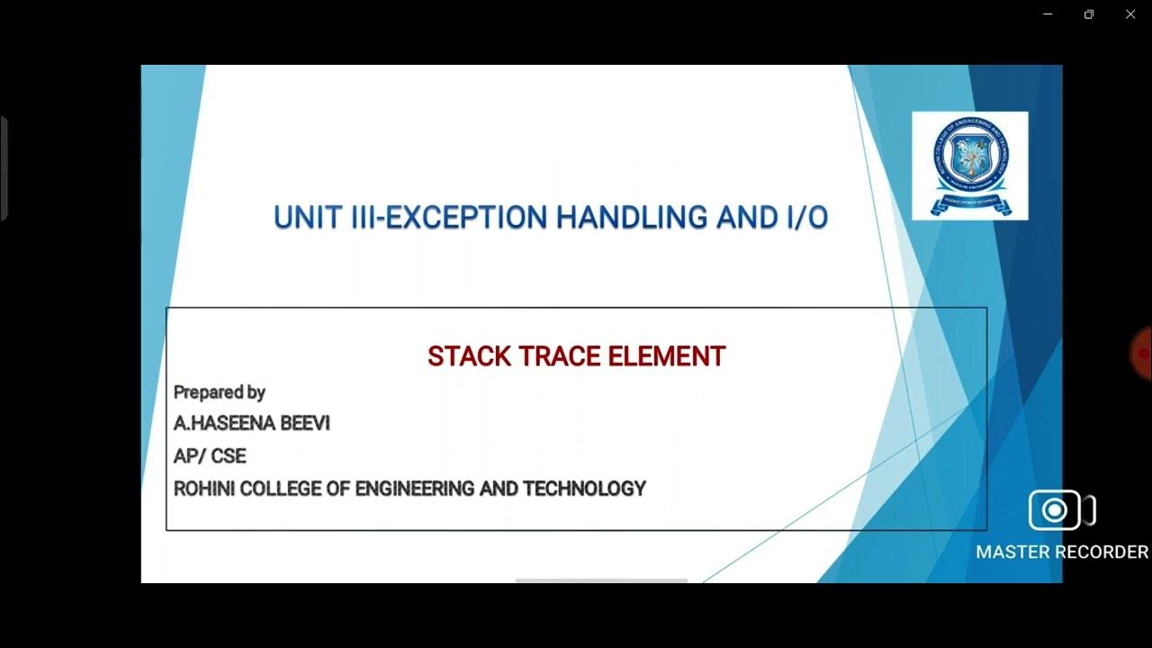 CS3391 STACK TRACE ELEMENT - YouTube