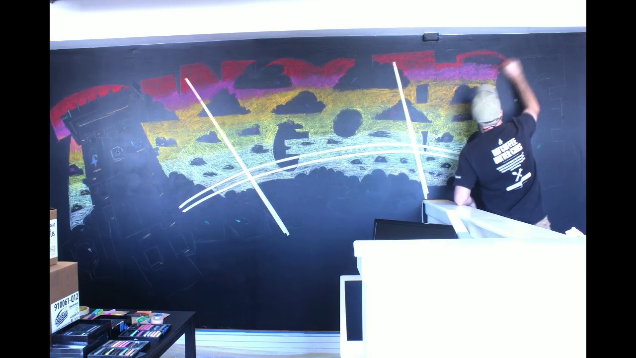 Time lapse chalk mural at RingoFire - YouTube