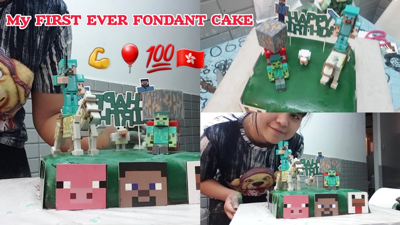 SIMPLE MINI MINECRAFT FONDANT CAKE/MY FIRST TIME EVER😊💜/PART-3 - YouTube